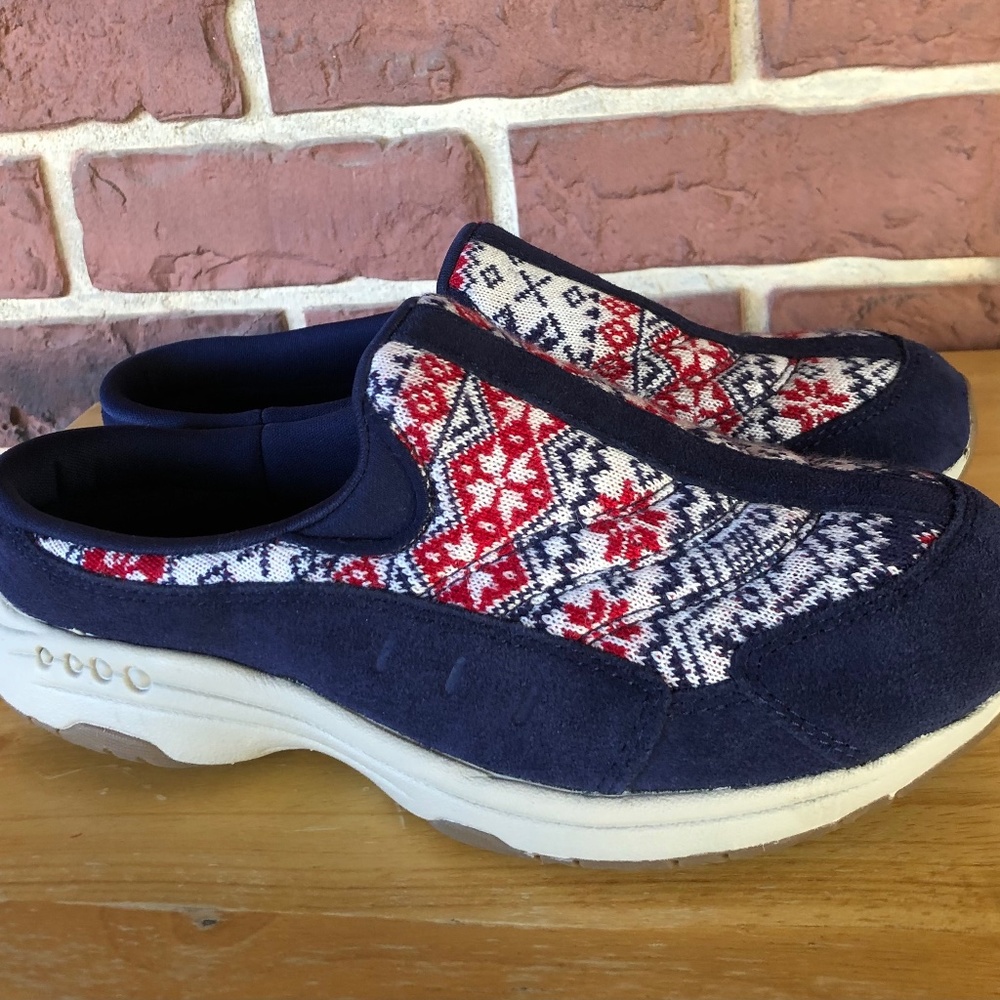 Easy Spirit Suede And Knit Fabric Clogs, Fair Isle Kn… - Gem